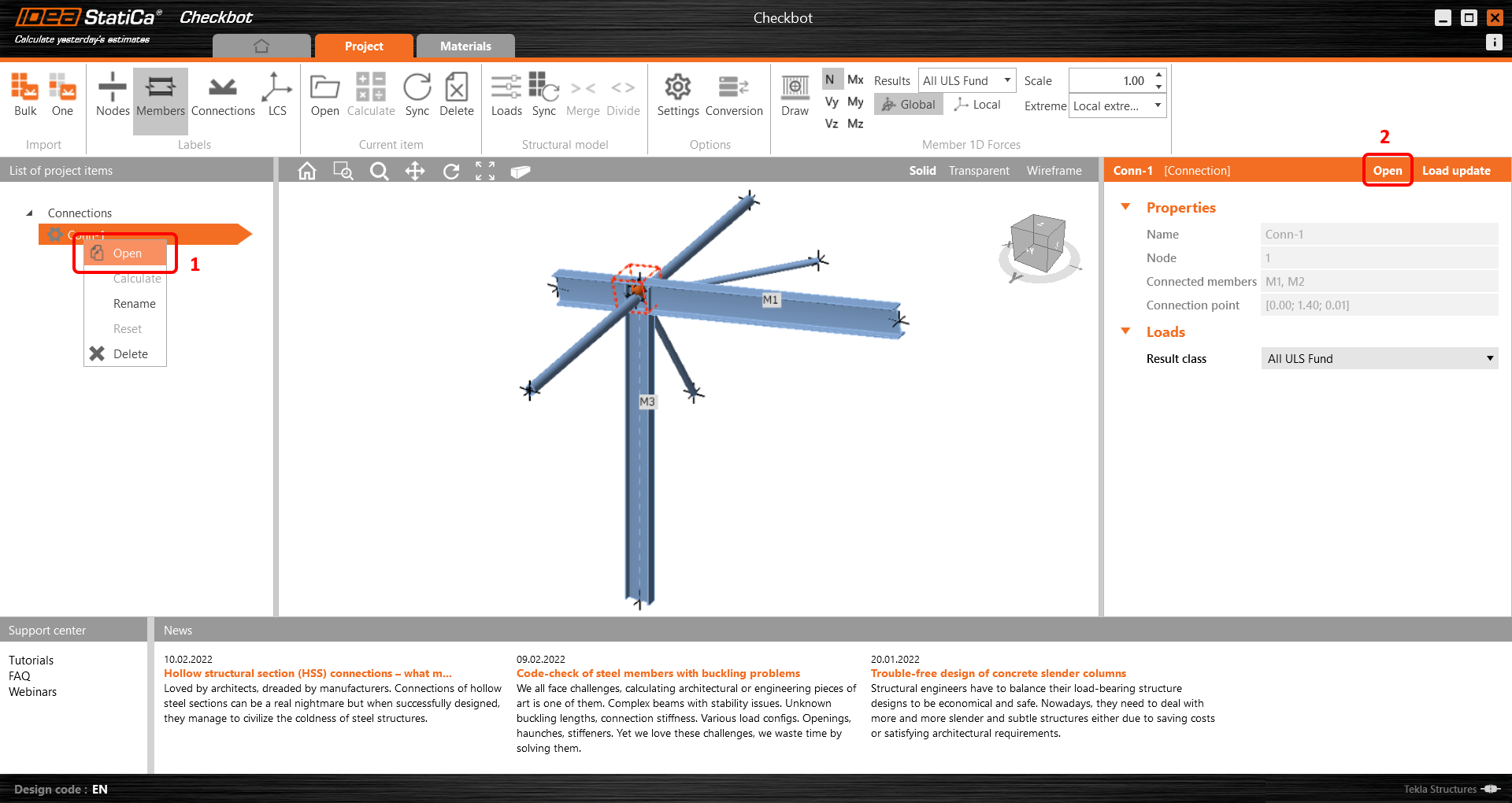 Tekla Structures BIM link for the structural design of a steel connection (EN) | IDEA StatiCa